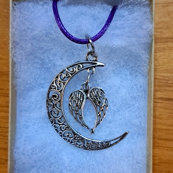 Jewelry | Crescent Moon Angel Wings Necklace | Poshmark